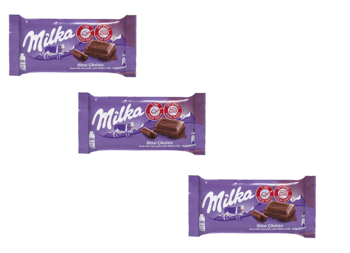 3x Milka Milk Chocolate with 45% Cocoa Snack Bar Kosher Dairy 100g ...