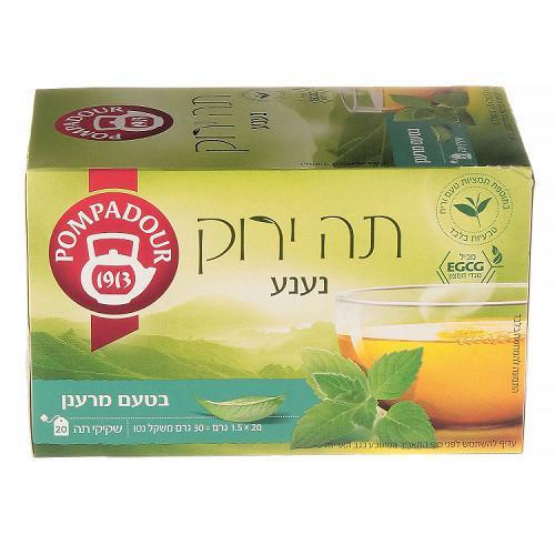 Pompadour Green Tea With Mint Kosher Product Hot Beverage 20 Bags ...