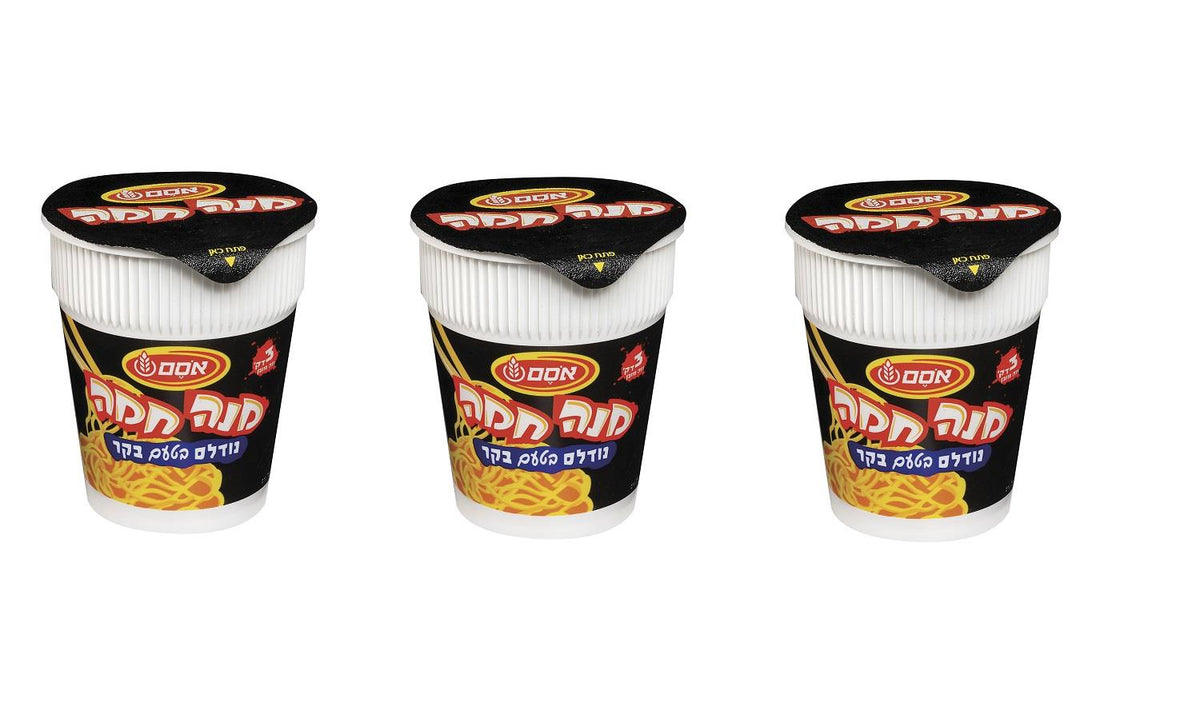 3X Mana Chama Instant Meal Cup Beef Flavored Noodles Kosher Osem Israe ...